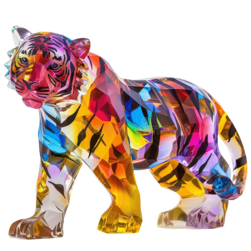 Colourful Crystal Tiger Figurine Stock Photo - Illustration of ...