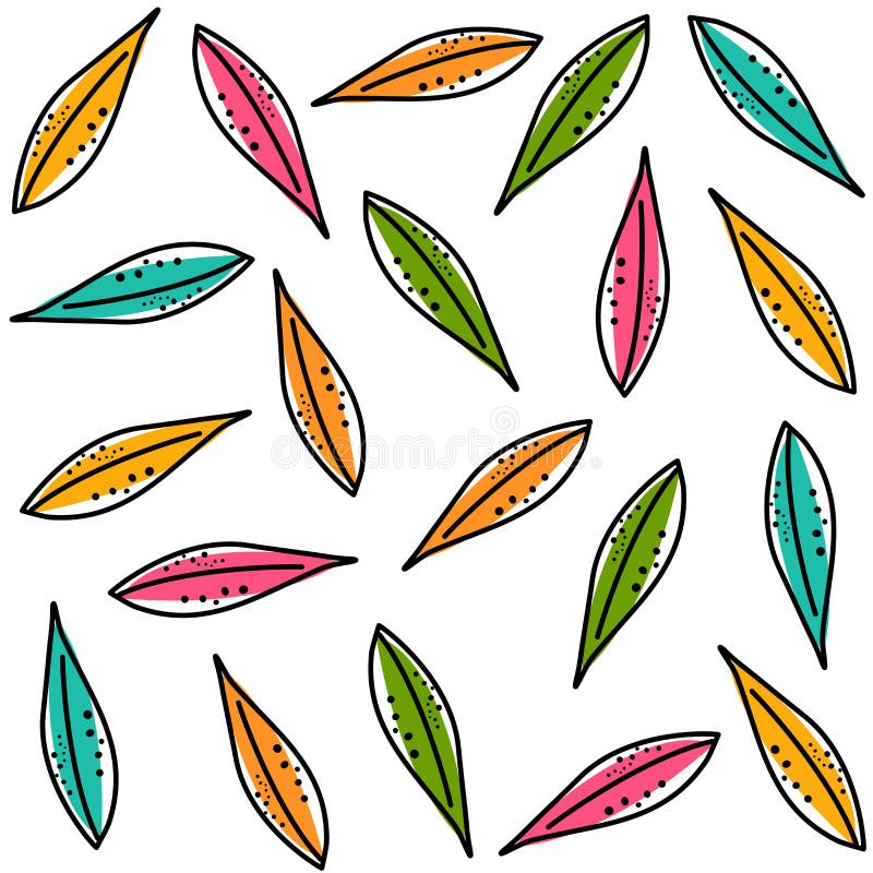 Colourful Cute Leaves Seamless Vector Pattern Background Illustration ...