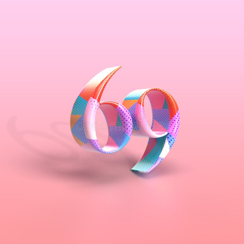 Colourful 69 3D Render on a Pink Background with Copy Space Stock ...