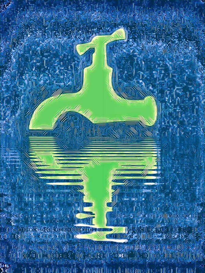 Colourful Design of a Water Tap in Computer Circuit Pattern in Green ...
