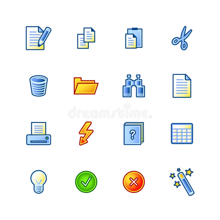 Colourful document icons stock vector. Illustration of symbol - 2151149