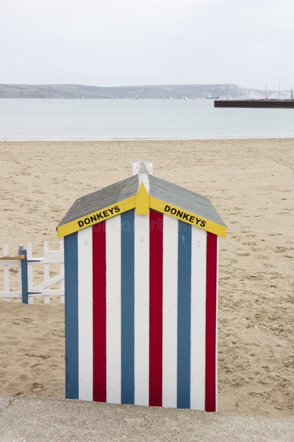 Colourful Donkey Ride Beach Hut Stock Photo - Image of seafront, water ...