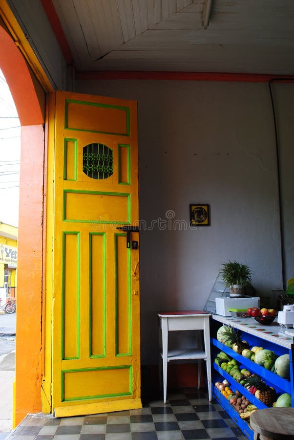 Colourful door with fruit stock photo. Image of vegetables - 36585070