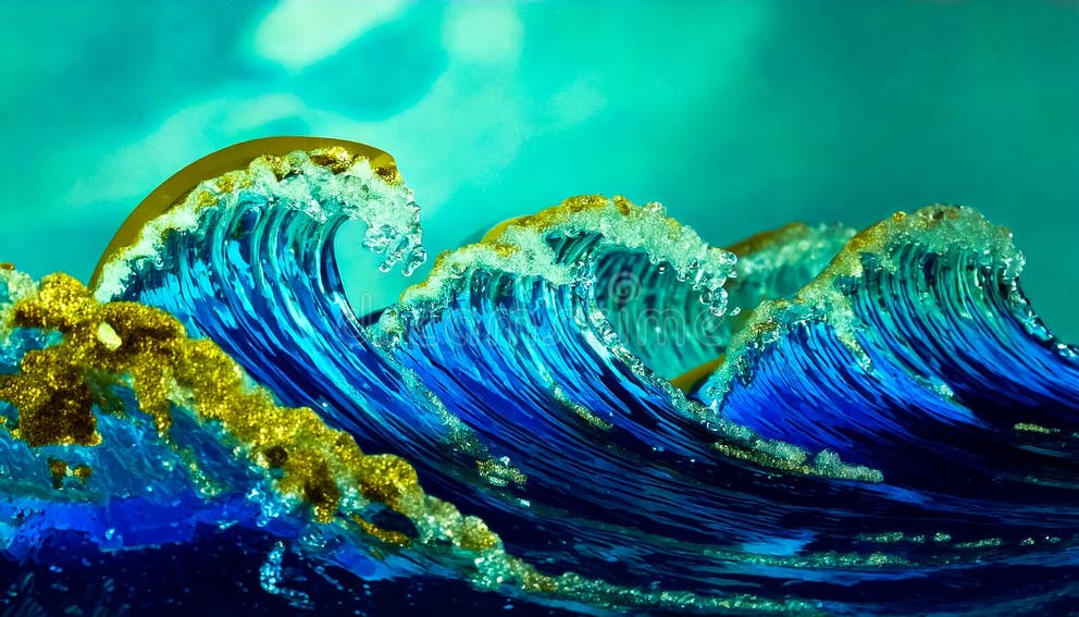 A Colourful Dramatic Abstract Sea Wave Image with Bright Colours Stock ...