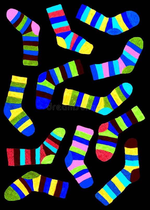 A Colourful Drawing of Lots of Socks. Stock Illustration - Illustration ...