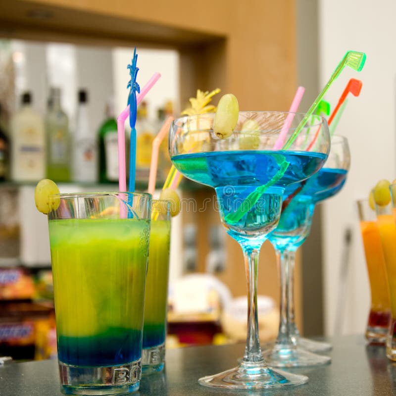 Colourful drinks stock photo. Image of blue, glass, orange - 9922456