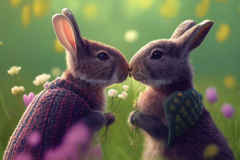 Cute easter bunny holiday stock illustration. Illustration of daffodils ...