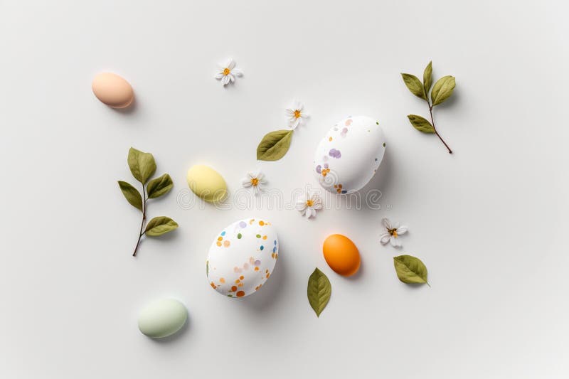 Colourful Easter Eggs on White Background Top View, Easter Traditions ...