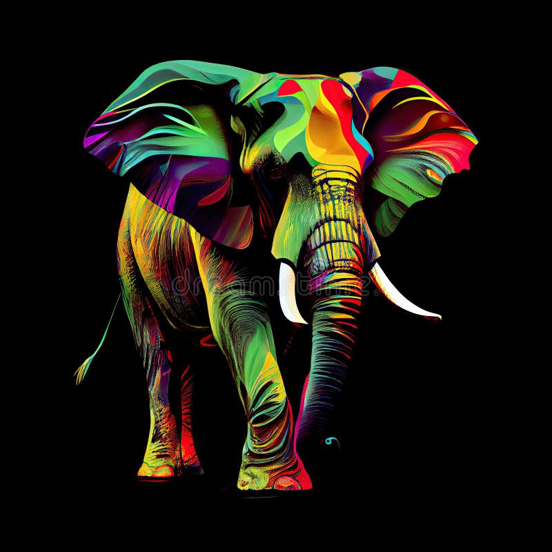 Colourful Elephant Generative AI Illustration Stock Illustration ...