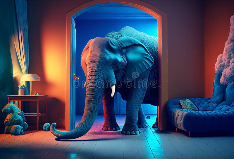 Colourful Elephant in the Room Concept Generative AI Illustration Stock ...