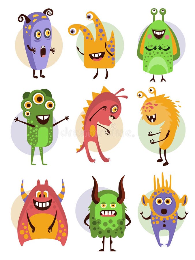 Colourful Emotional Cartoon Monsters, Vector Stock Vector ...