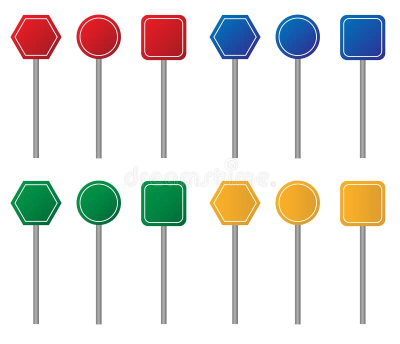 Colourful Empty Road Signs Template, Vector Illustration Stock Vector ...