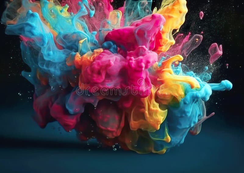A Colourful Explosion of Paint Dust on a Black Background in an ...