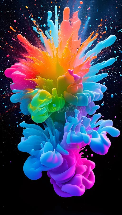 A Colourful Explosion of Paint is Shown in the Image Stock Illustration ...