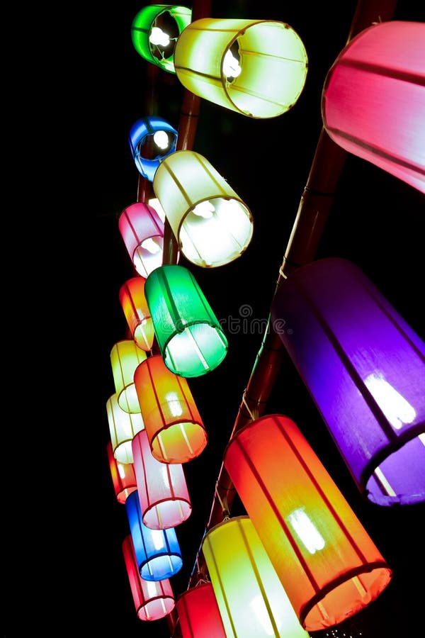 Colourful fabric lanterns stock photo. Image of green - 36963842