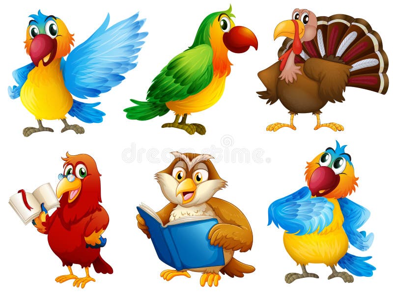 Colourful Feathered Creatures Stock Vector - Illustration of group ...