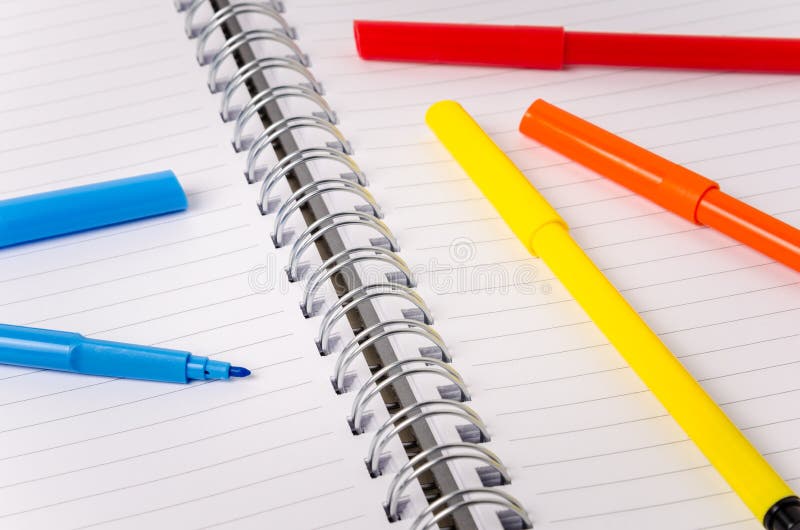 Colourful Felt Tip Pens on Blank Page Stock Image - Image of back ...
