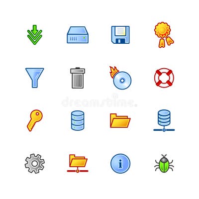 Colourful File Server Icons Stock Vector - Illustration of open, center ...