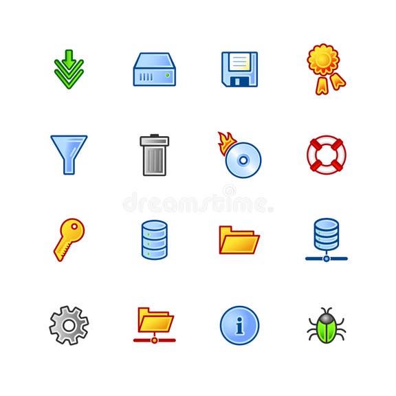 Colourful File Server Icons Stock Vector - Illustration of open, center ...