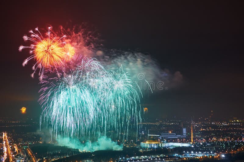 Colourful Firework in Night Sky Over Stock Image - Image of outdoor ...