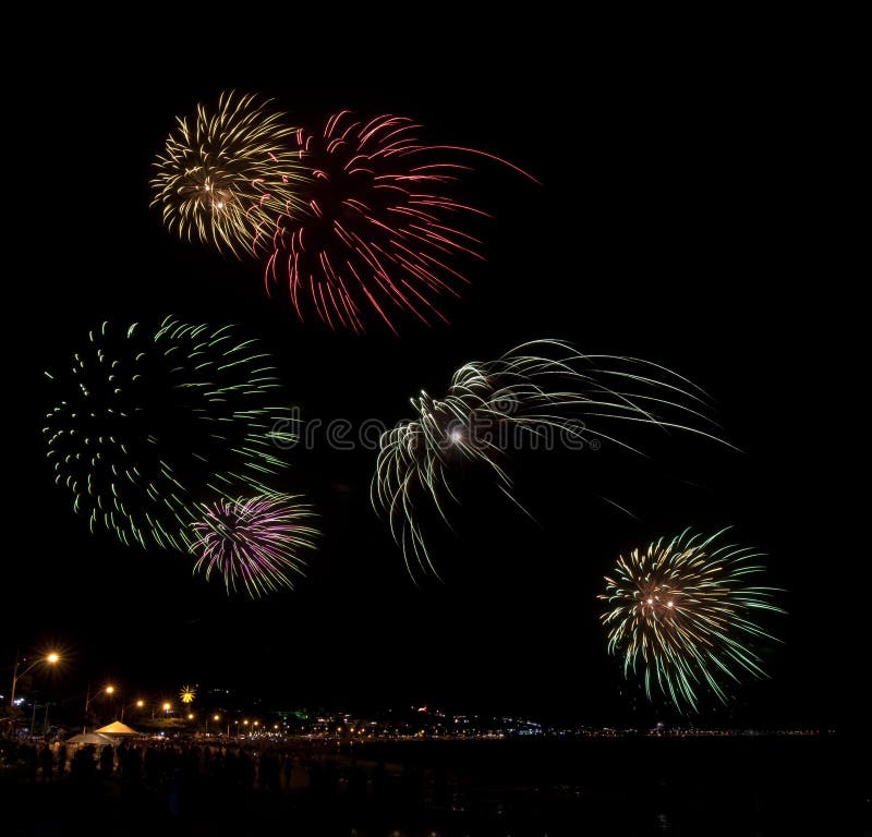 Colourful Fireworks on a Beach Stock Image - Image of festive, holiday ...