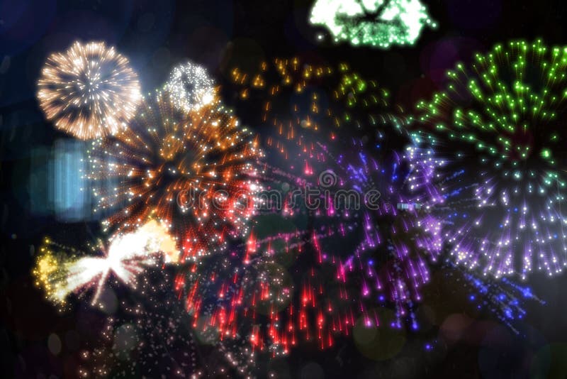 Colourful Fireworks Exploding on Black Background Stock Illustration ...