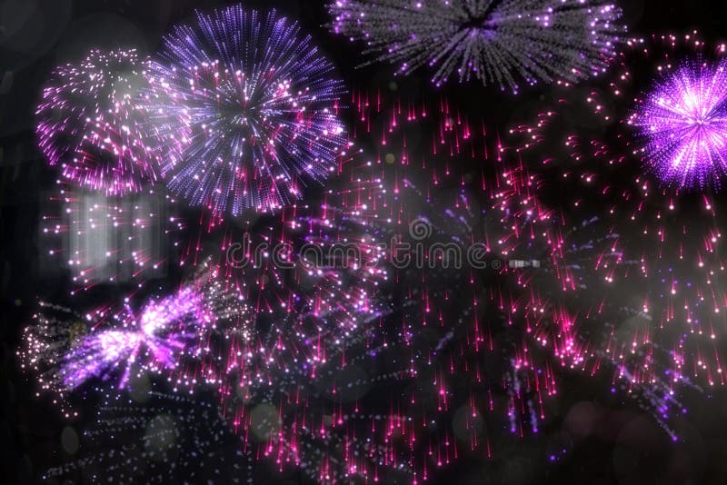 Colourful Fireworks Exploding on Black Background Stock Illustration ...