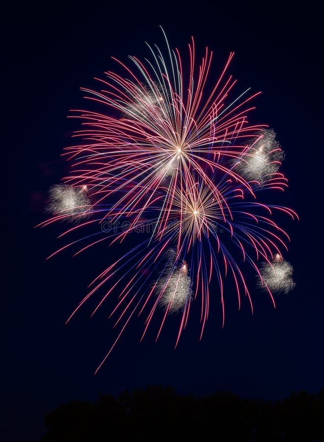 Colourful Fireworks Exploding in the Night Sky. Stock Image - Image of ...