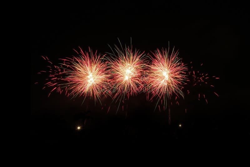 Colourful Fireworks Explosion Displays on Black Background, Isolated ...
