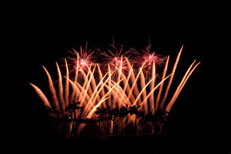 Colourful Fireworks Explosion Displays on Black Background, Isolated ...