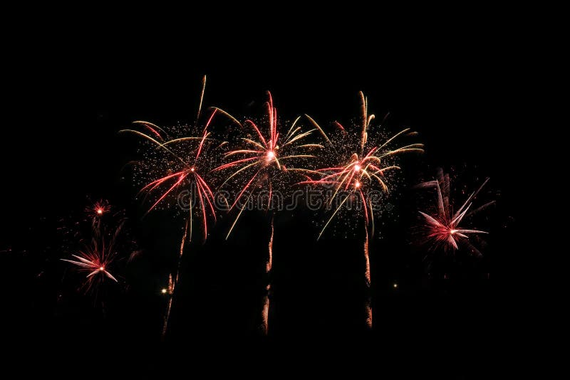 Colourful Fireworks Explosion Displays on Black Background, Isolated ...