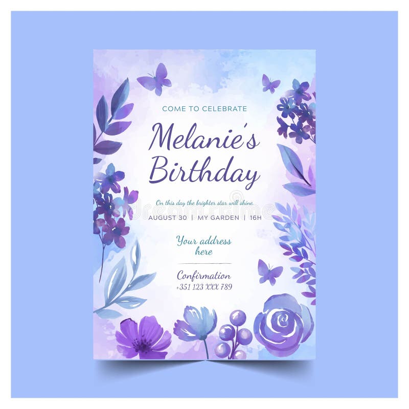 Colourful Floral Birthday Card Template Vector Design Stock Vector ...