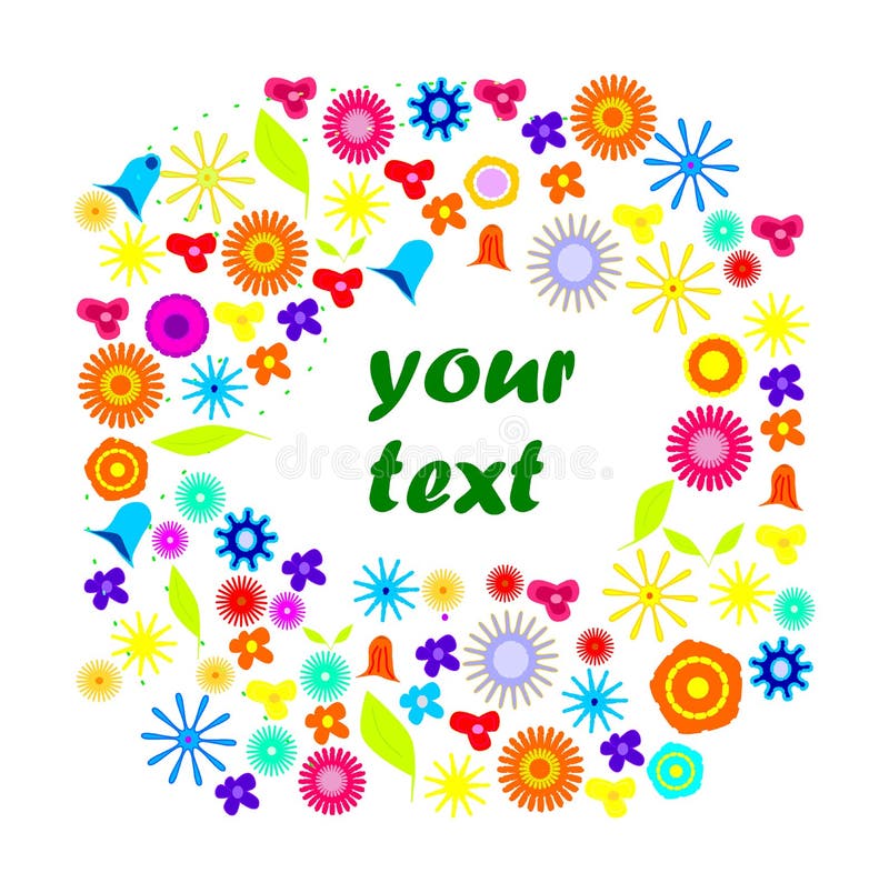Colourful floral frame. stock illustration. Illustration of decoration ...
