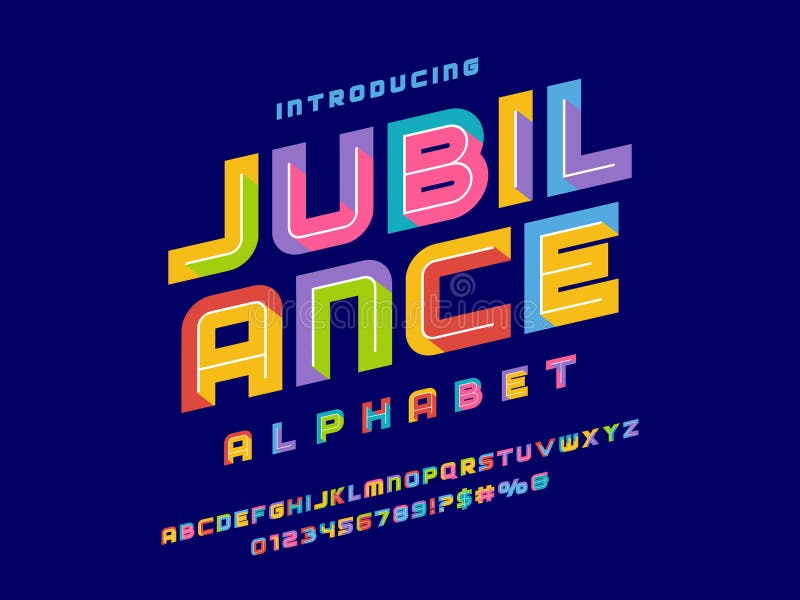 Colourful font stock vector. Illustration of trendy - 251112730