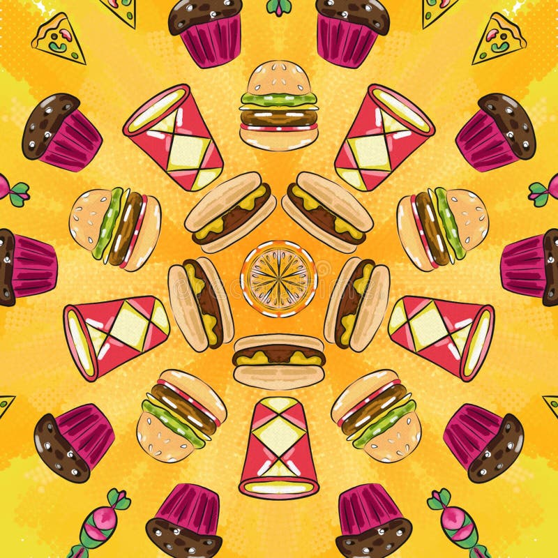 Colourful Food Pattern for Seamless Background Stock Illustration ...