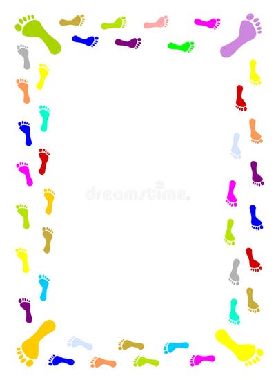 Colourful Foot Prints Border. Stock Illustration - Illustration of ...