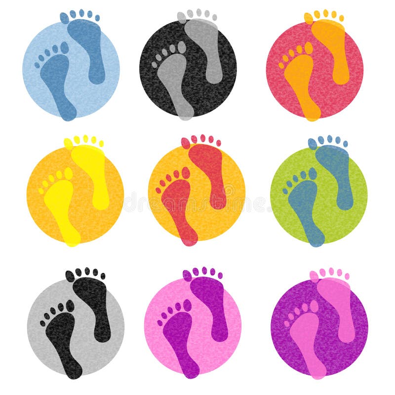 Pairs of feet of colors stock vector. Illustration of yellow - 44965932