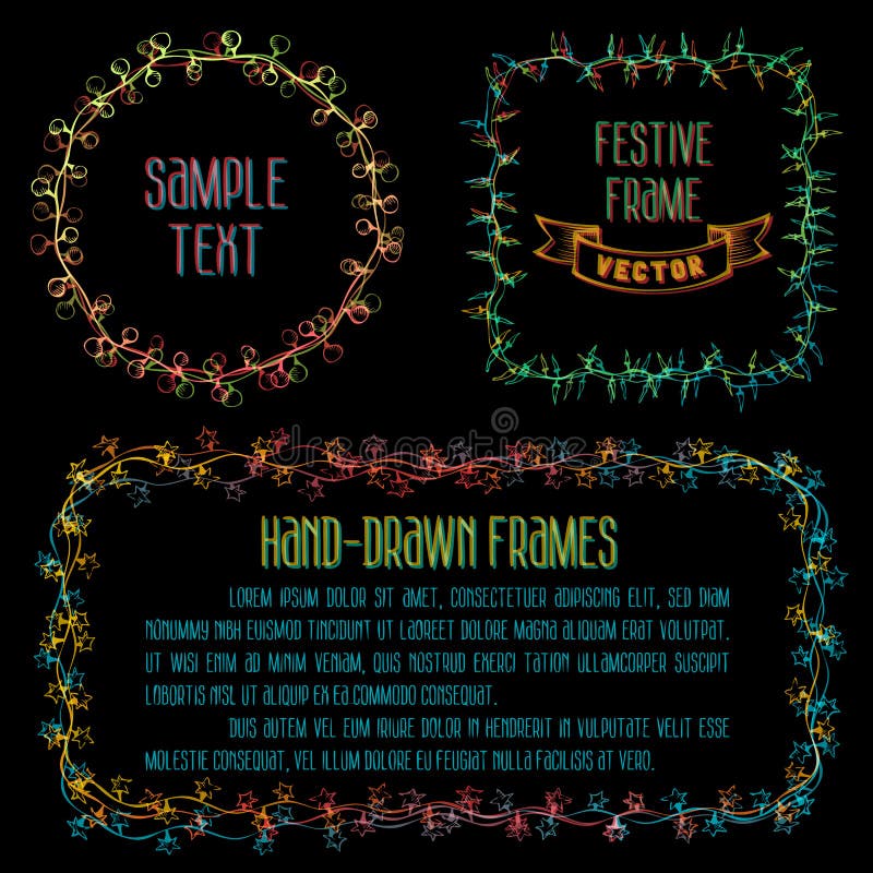 Colourful Frames of Festive Lights. Stock Vector - Illustration of ...
