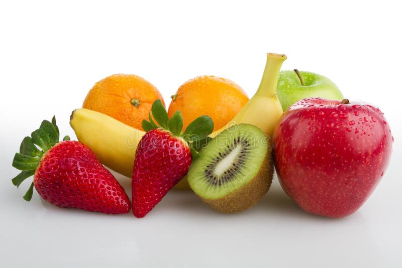 Colourful Fresh Fruits White Background Stock Photo - Image of group ...