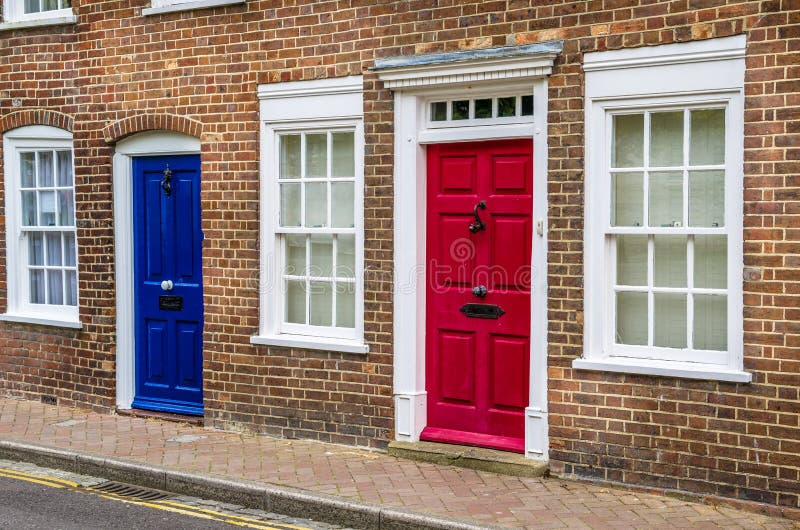 Colourful Front Doors of a Terraced House in Britain Stock Image ...