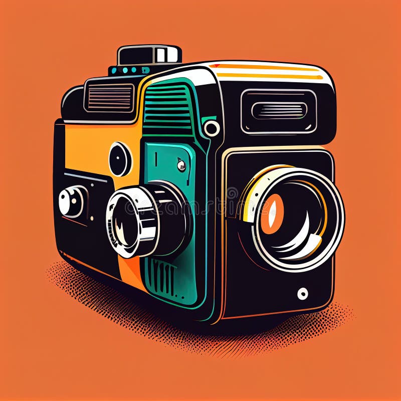 Colourful Retro Camera Pop Art Generative AI Illustration Stock ...