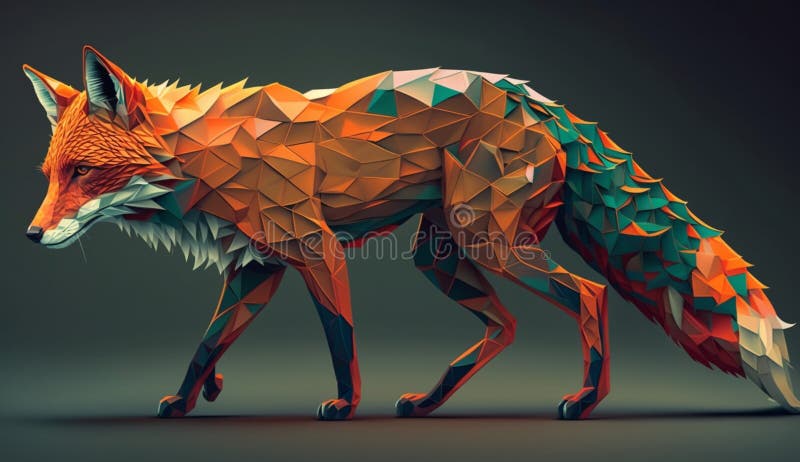 Colourful Geometric Low Polygonal Fox Animal. Generative AI Stock ...