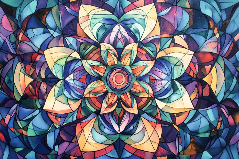 Geometric Mandala Flower Pattern Multicolour Mindfulness Background ...