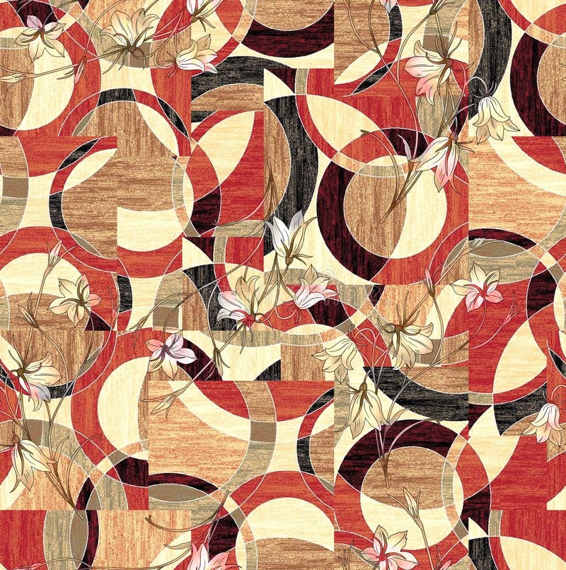 Colourful Geometric Pattern with Random Circles with Flowers Stock ...