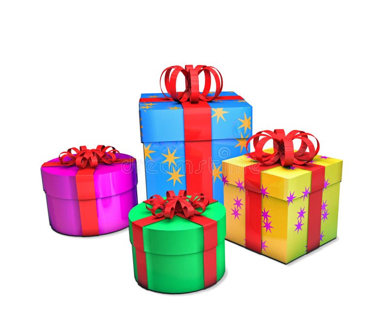 Colourful Gifts, Isolated on White Stock Illustration - Illustration of ...