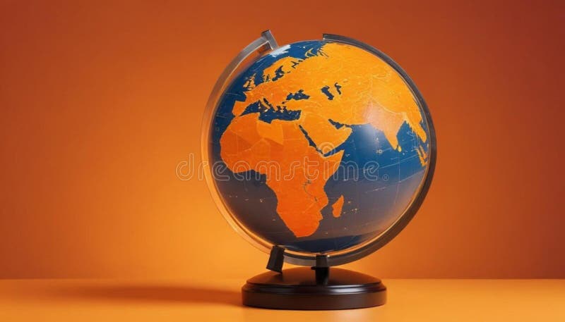 A Colourful Globe Against an Orange Background with Bright Light. Stock ...