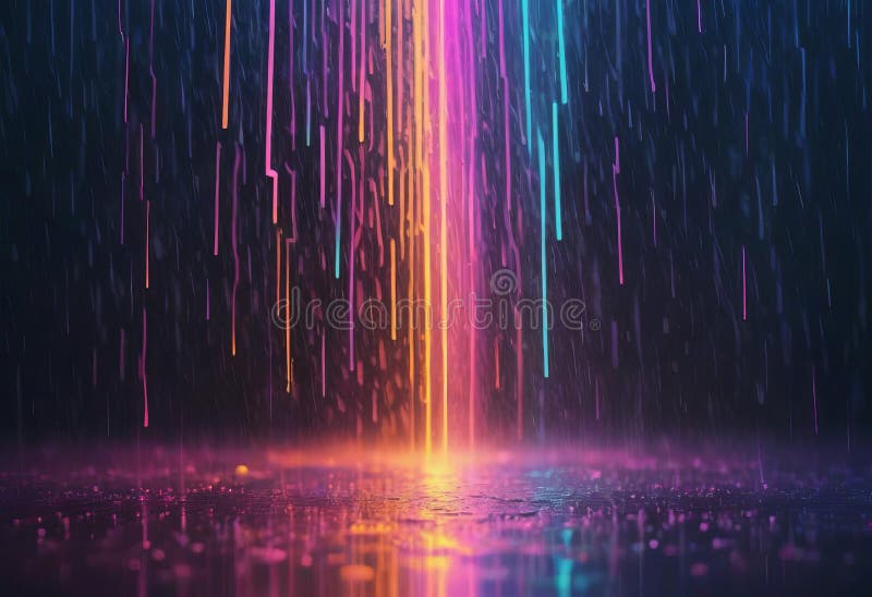 Colourful, Glowing Rain Art Background Banner Stock Illustration ...