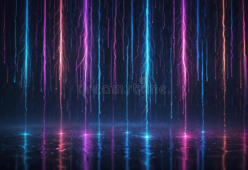 Colourful, Glowing Rain Art Background Banner Stock Illustration ...