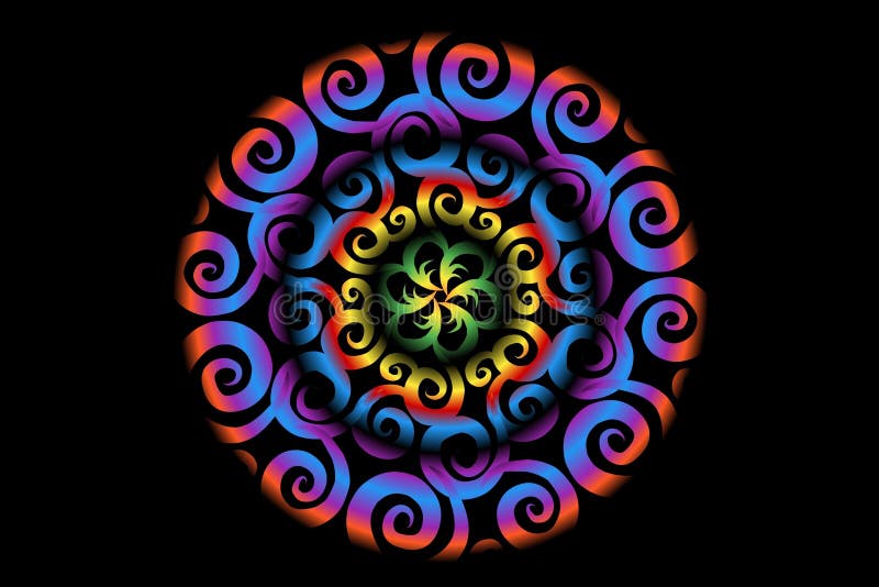 Colourful Gradient Art Circle Flower Pattern of Traditional Batik ...