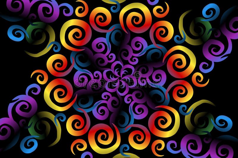 Colourful Gradient Art Circle Flower Pattern of Traditional Batik ...